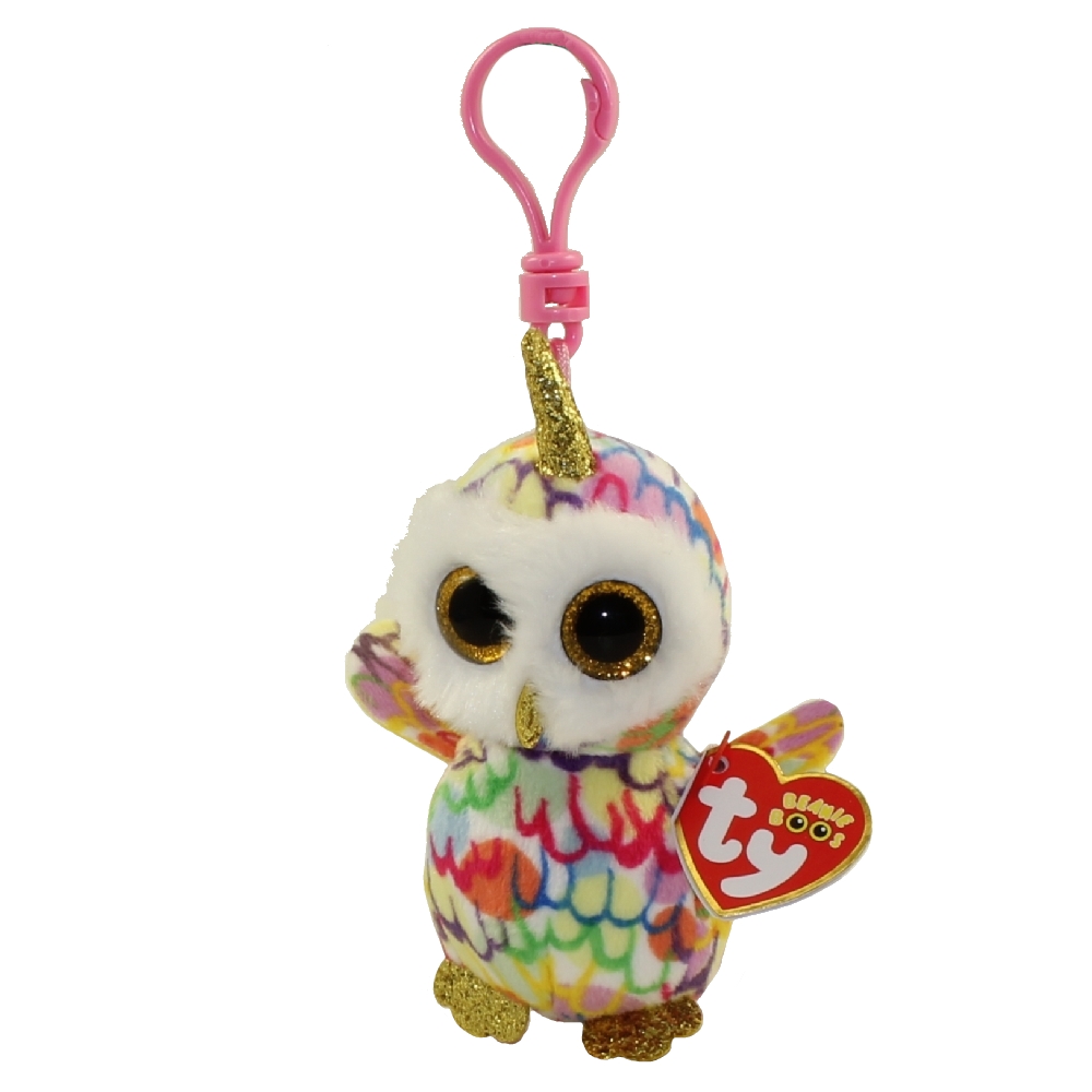 TY Beanie Boos - ENCHANTED the UniOwl (Glitter Eyes) (Plastic Key Clip ...