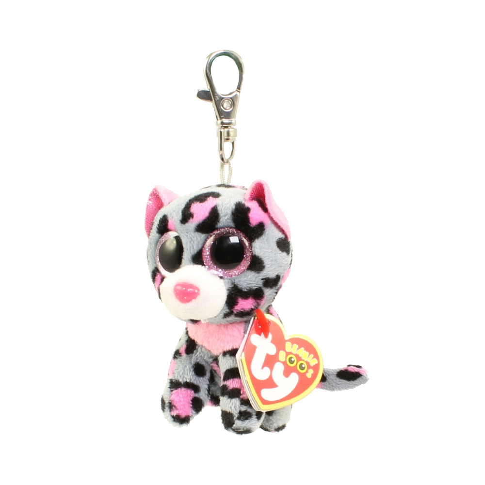 TY Beanie Boos - TASHA the Grey & Pink Leopard (Metal Key Clip) (Mint ...