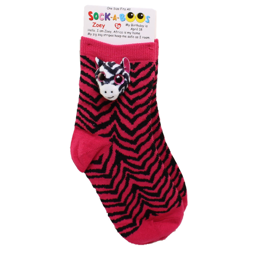 TY Fashion - Sock-A-Boos - ZOEY the Zebra (1 size fits all Socks) (Mint ...
