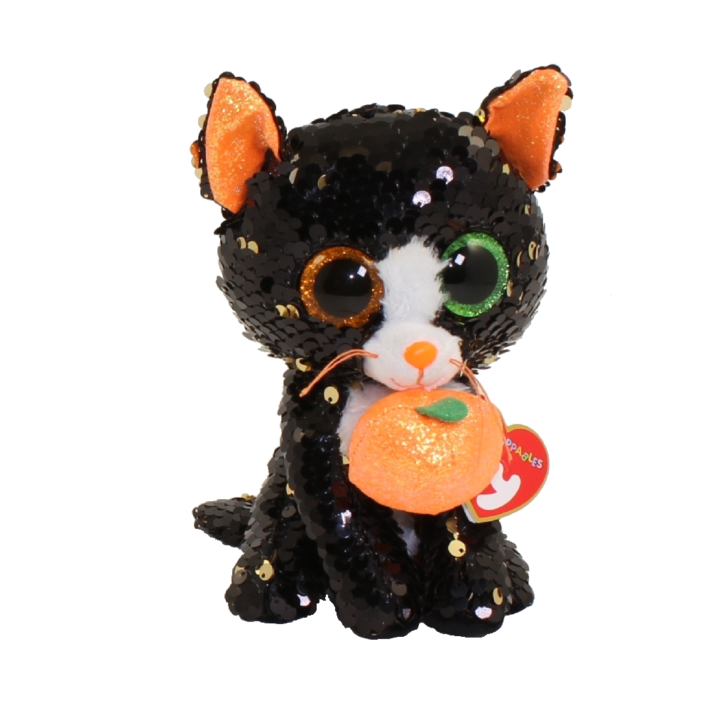 TY Flippables Sequin Plush - JINX the Black Cat with Pumpkin (Regular ...