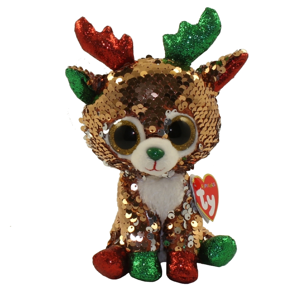 TY Flippables Sequin Plush - TEGAN the Christmas Reindeer (Regular Size ...