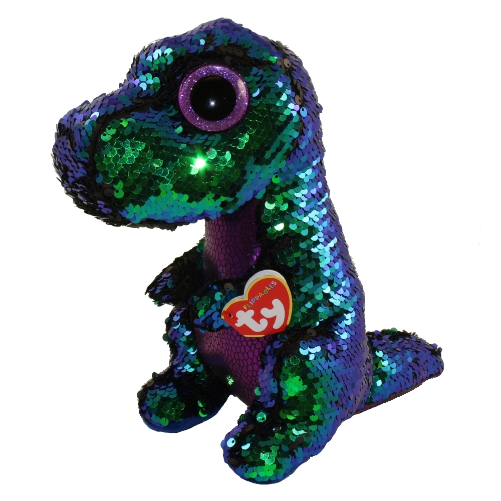 TY Flippables Sequin Plush - CRUNCH the Dinosaur (Medium Size - 10 inch ...