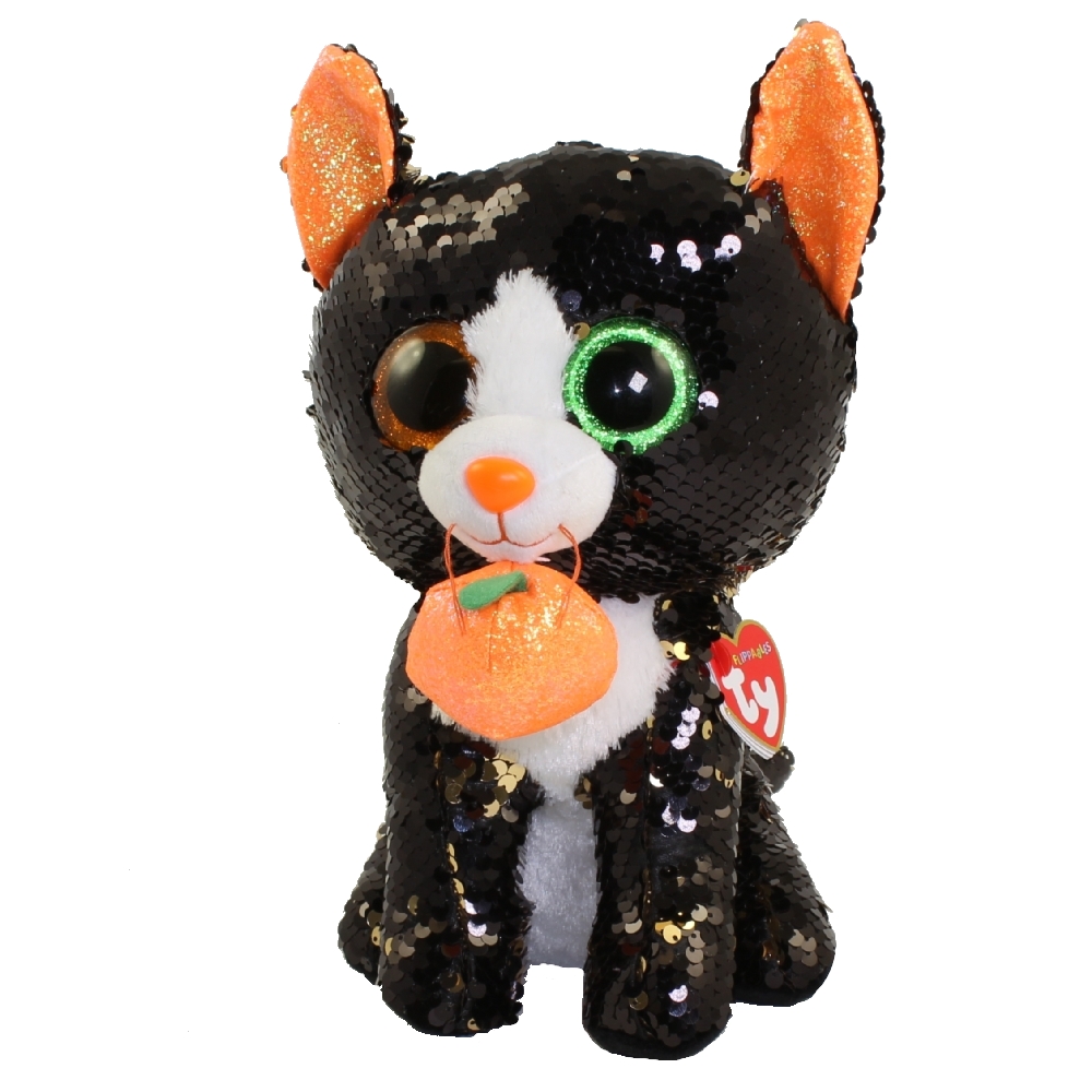 TY Flippables Sequin Plush - JINX the Black Cat with Pumpkin (Medium ...