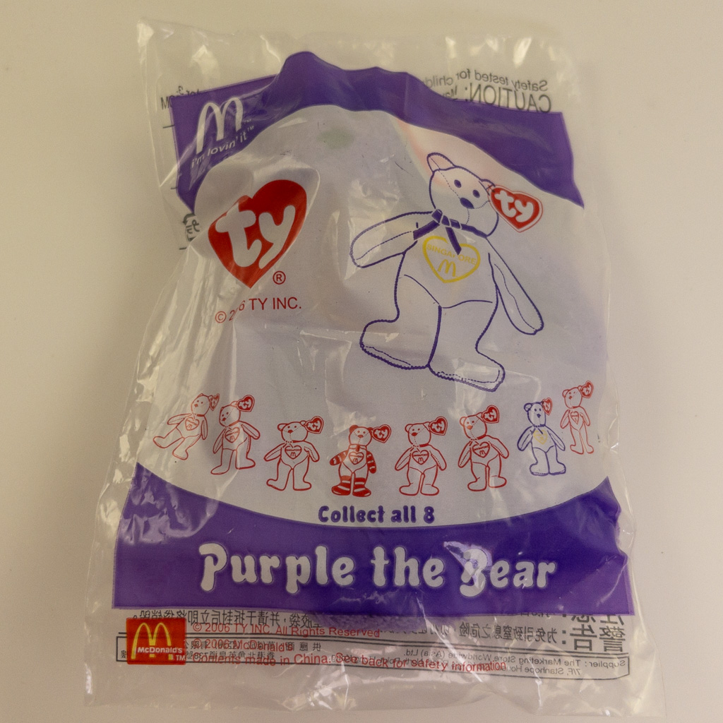 TY McDonald's Teenie Beanie - PURPLE the Bear (2006 - Signapore ...
