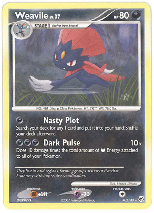 Pokemon Card - Diamond & Pearl 40/130 - WEAVILE (rare) (Mint ...