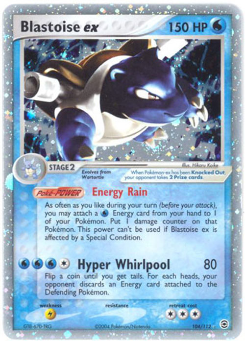 Pokemon Card - Fire Red & Leaf Green 104/112 - BLASTOISE EX (holo-foil ...