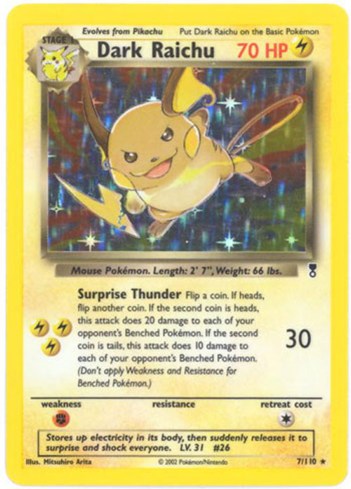 Pokemon Card - Legendary Collection 7/110 - DARK RAICHU (holo-foil ...