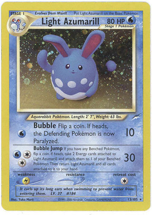 Pokemon Card - Neo Destiny 13/105 - LIGHT AZUMARILL (holo-foil) (Mint ...