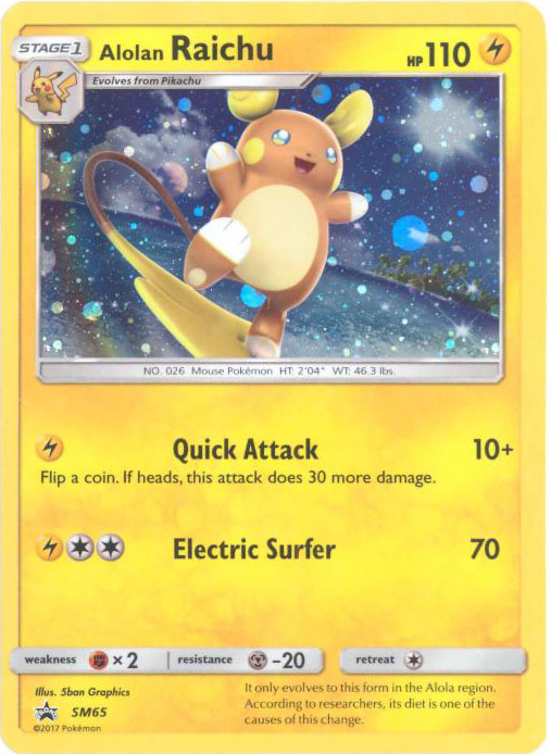 Pokemon Card Promo #SM65 - ALOLAN RAICHU (holo-foil): Sell2BBNovelties ...