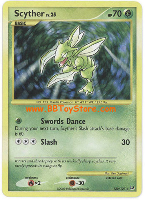 Pokemon Card - Platinum 130/127 - SCYTHER Lv.25 (holo-foil) (Mint): Sell2BBNovelties.com: Sell ...