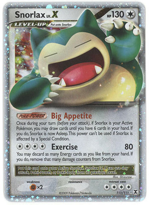 Pokemon Card - PL: Rising Rivals 111/111 - SNORLAX Lv.X (holo-foil ...