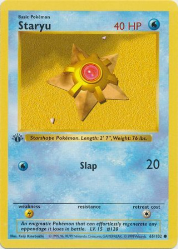 Pokemon Card - Base Set 65/102 - STARYU (common) *1st Edition* (Mint ...