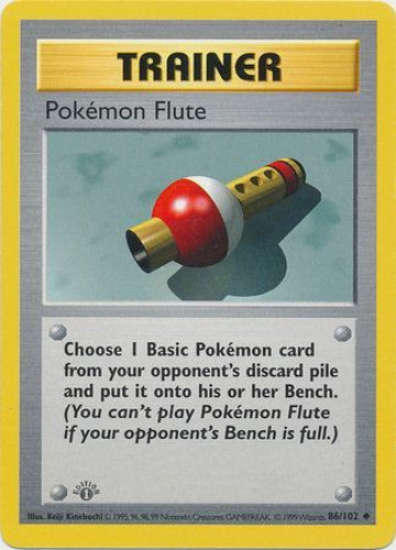 Pokemon Card - Base Set 86/102 - POKEMON FLUTE (uncommon) *1st Edition ...