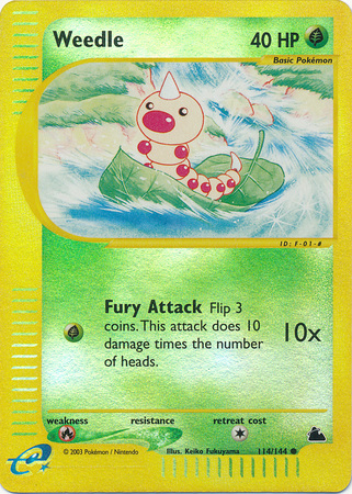 Pokemon Card - Skyridge 114/144 - WEEDLE (reverse holo) (Mint ...
