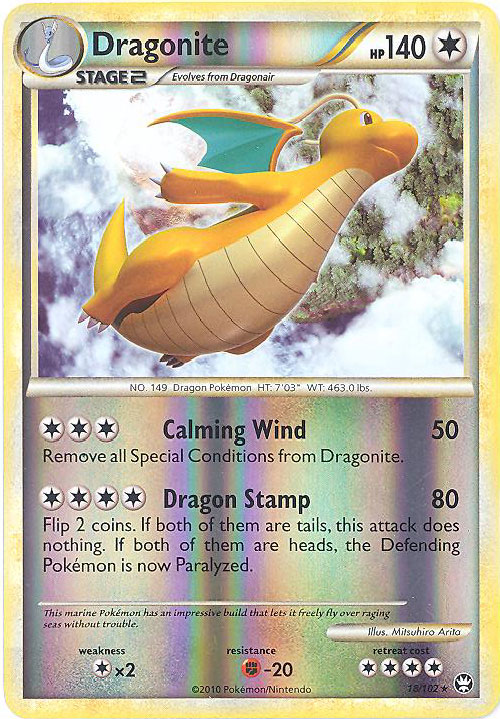 Pokemon Card - HS: Triumphant 18/102 - DRAGONITE (reverse holo) (Mint ...