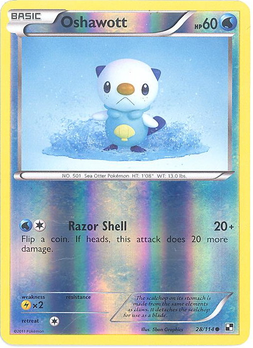 Pokemon Card - Black & White 28/114 - OSHAWOTT (reverse holo) (Mint ...