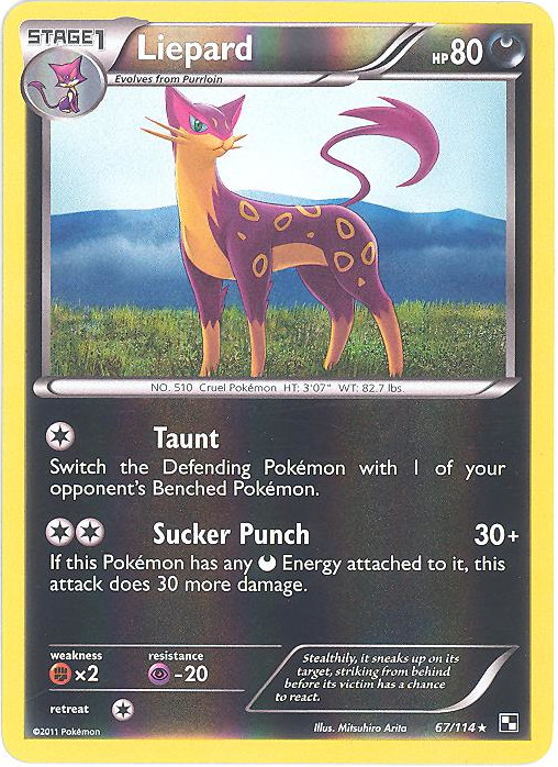 Pokemon Card - Black & White 67/114 - LIEPARD (reverse holo) (Mint ...