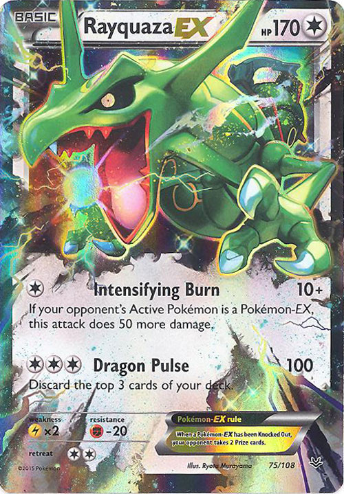 Pokemon Card - XY: Roaring Skies 75/108 - RAYQUAZA EX (holo-foil) (Mint ...