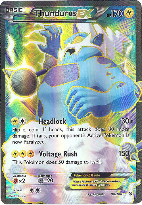 Pokemon Card - XY: Roaring Skies 98/108 - THUNDURUS EX (full art holo ...