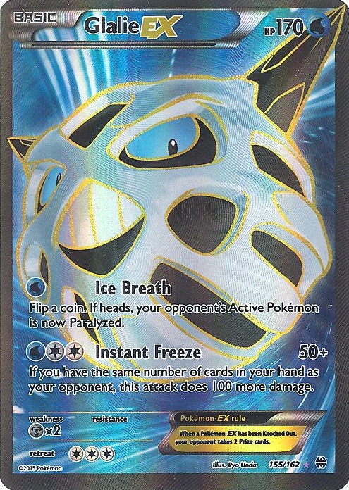 Pokemon Card - XY: BREAKthrough 155/162 - GLALIE EX (full art holo-foil ...