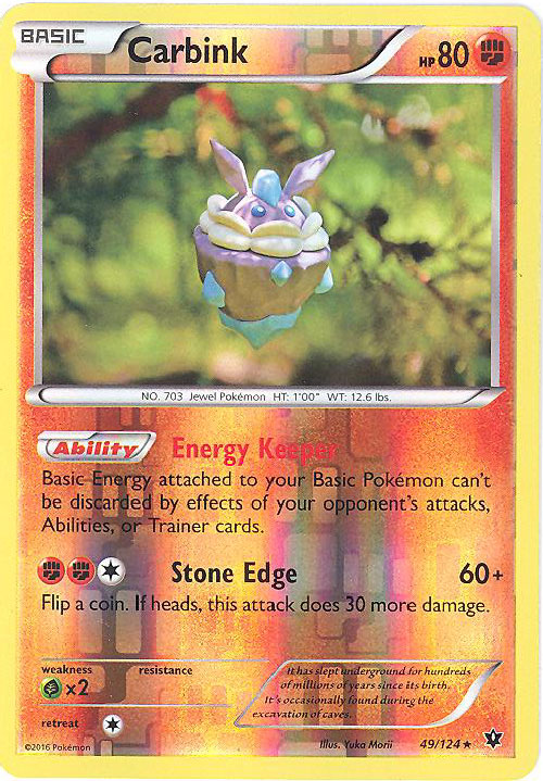 Pokemon Card - XY: Fates Collide 49/124 - CARBINK (reverse holo) (Mint ...