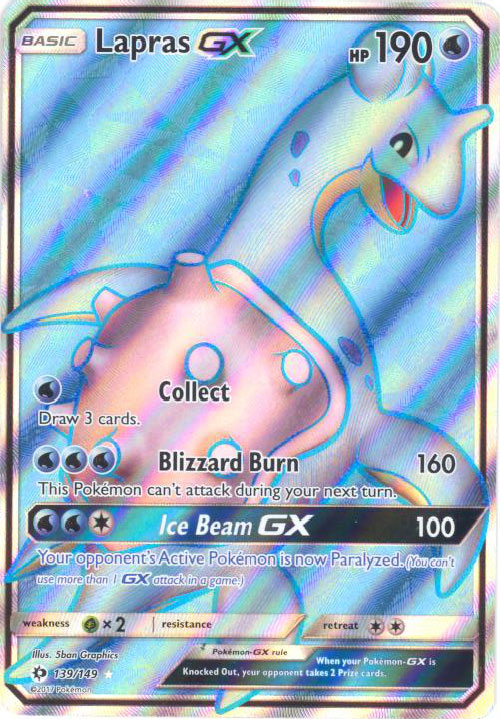 Pokemon Card - Sun & Moon 139/149 - LAPRAS GX (full art holo-foil ...