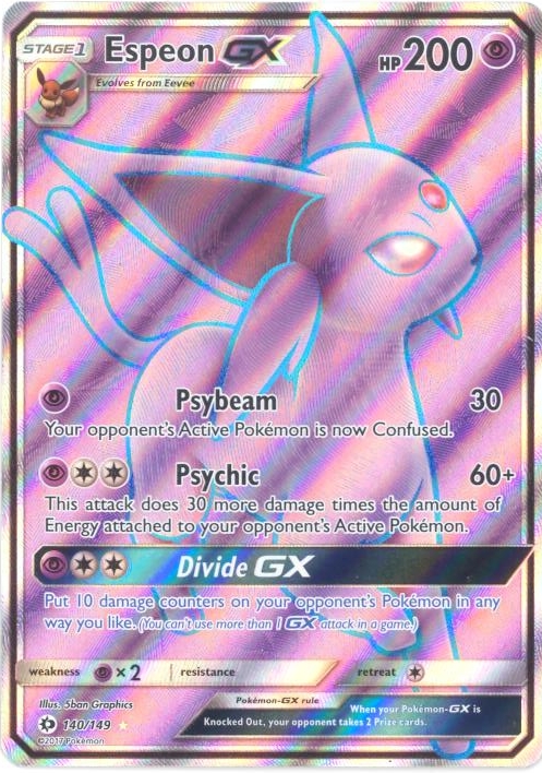 Pokemon Card - Sun & Moon 140/149 - ESPEON GX (full art holo-foil ...