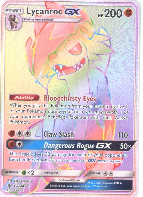 Custom Fan Made Orica Pokemon Card LYCANROC GX Full Art Holographic Art ...