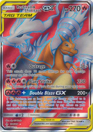 Pokemon Card - S&M: Unbroken Bonds 194/214 - RESHIRAM & CHARIZARD GX ...