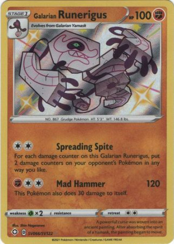 Pokemon Card - Shining Fates SV066/SV122 - GALARIAN RUNERIGUS (shiny ...