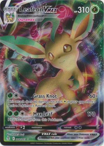 Pokemon Card - S&S: Evolving Skies 008/203 - LEAFEON VMAX (holo-foil ...