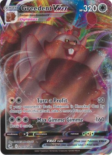 Pokemon Card - S&S: Fusion Strike 218/264 - GREEDENT VMAX (holo-foil ...