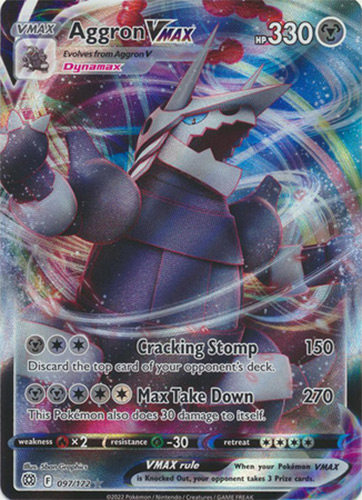 Pokemon Card - S&S: Brilliant Stars 097/172 - AGGRON VMAX (holo-foil ...