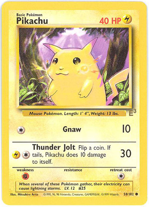 Pokemon Card - E3 Promo #58/102 - PIKACHU (Mint): Sell2BBNovelties.com ...