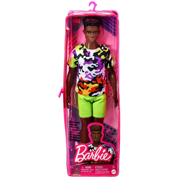 Mattel - Barbie FASHIONISTAS KEN DOLL #183 (Black Curly Hair, Camo Top ...