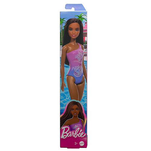 Mattel Barbie Doll - BEACH BARBIE [Dark Brown in Purple Swimsuit] HPV20 ...