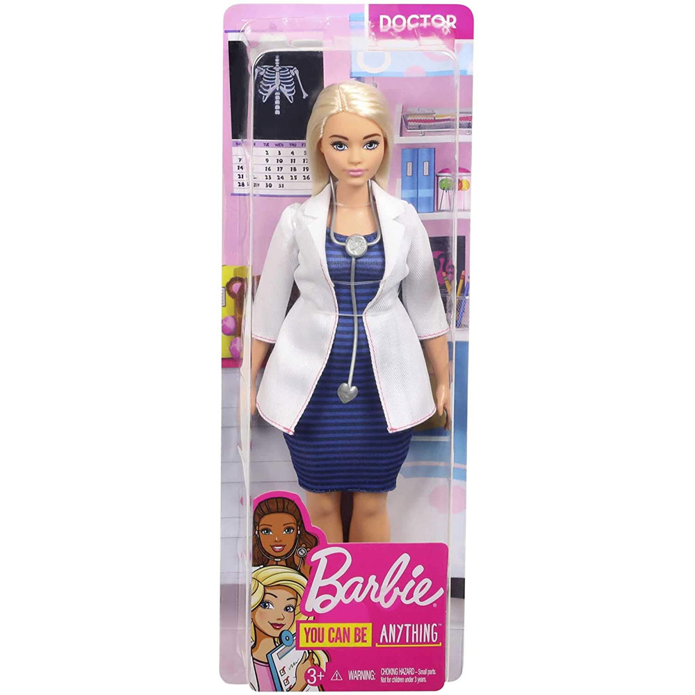 Mattel Barbie Doll - DOCTOR BARBIE (Stethoscope, Blue/Black Striped ...