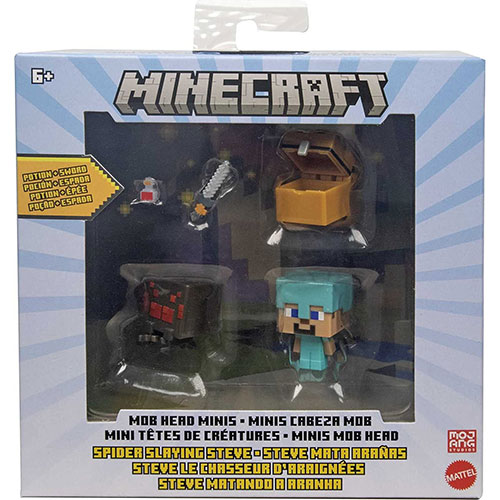 Mattel - Minecraft Mob Head Minis Figure Pack - SPIDER SLAYING STEVE ...
