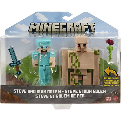 Mattel - Minecraft Articulated Action Figures - DIAMOND STEVE & IRON ...