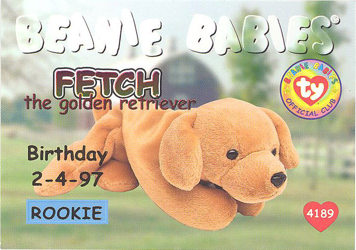 TY Beanie Babies BBOC Card - Series 1 Birthday (RED) - FETCH the Golden Retriever (Rookie) (Mint ...