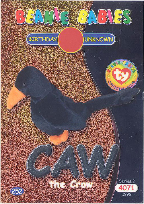 TY Beanie Babies BBOC Card - Series 2 Birthday (SILVER) - CAW the Crow ...