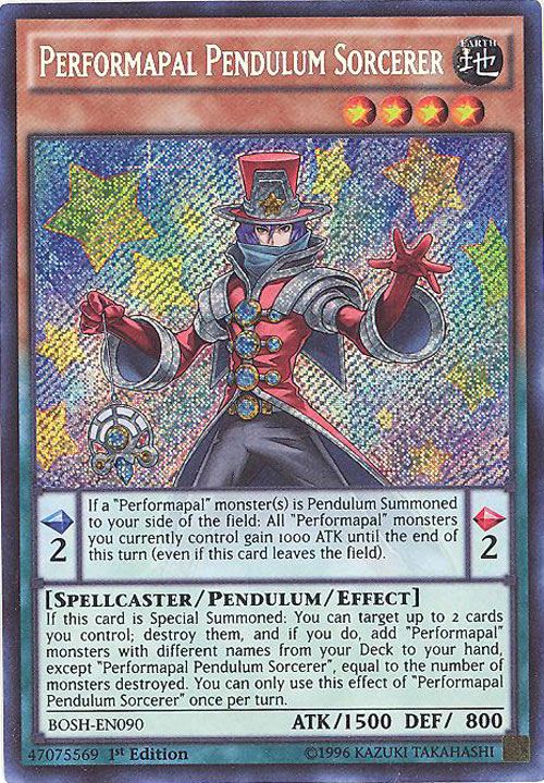 Yu-Gi-Oh Card - BOSH-EN090 - PERFORMAPAL PENDULUM SORCERER (secret rare holo) (Mint ...