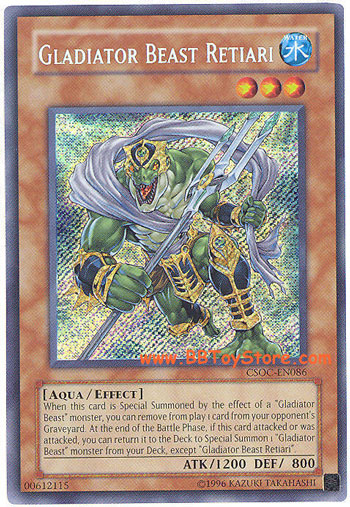 Yu-Gi-Oh Card - CSOC-EN086 - GLADIATOR BEAST RETIARI (secret rare holo ...