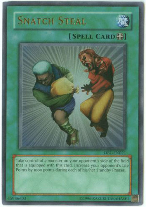 Yu-Gi-Oh Card - DB1-EN021 - SNATCH STEAL (ultra rare holo) (Mint ...