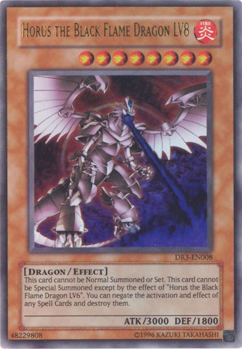 Yu-Gi-Oh Card - DR3-EN008 - HORUS THE BLACK FLAME DRAGON LV8 (ultra rare holo) (Mint ...