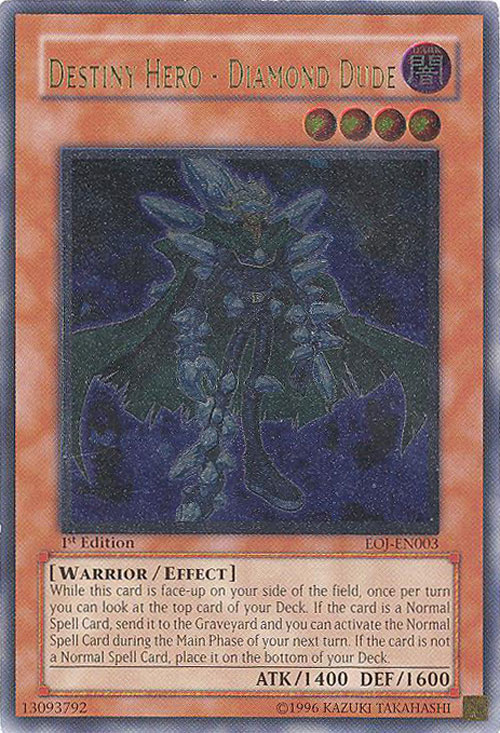 Yu-Gi-Oh Card - EOJ-EN003 - DESTINY HERO - DIAMOND DUDE (ultimate rare ...
