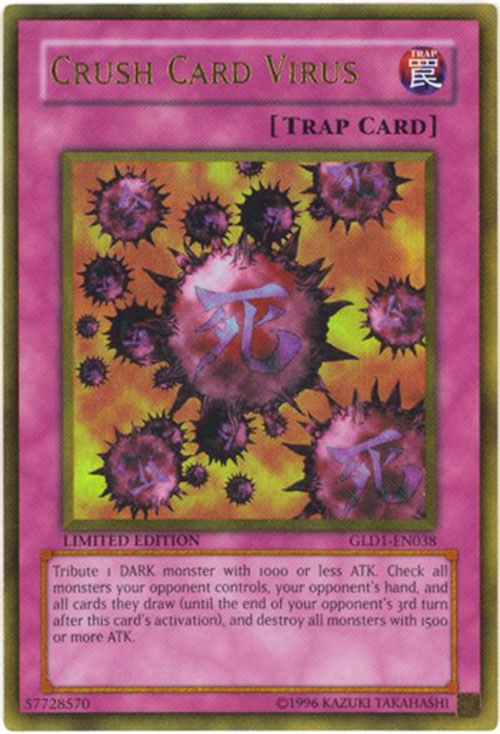 Yu-Gi-Oh Card - GLD1-EN038 - CRUSH CARD VIRUS (gold rare holo) (Mint ...