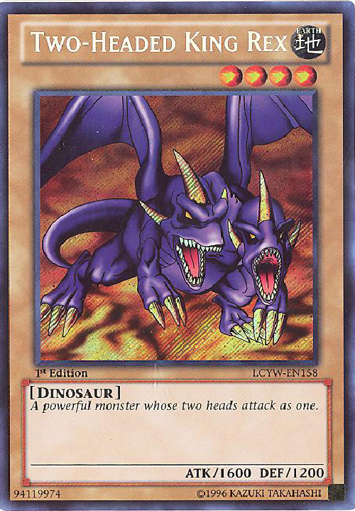 Yu-Gi-Oh Card - LCYW-EN158 - TWO-HEADED KING REX (secret rare holo ...