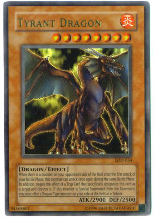 Yu-Gi-Oh Card - LOD-034 - TYRANT DRAGON (ultra rare holo) (Mint ...