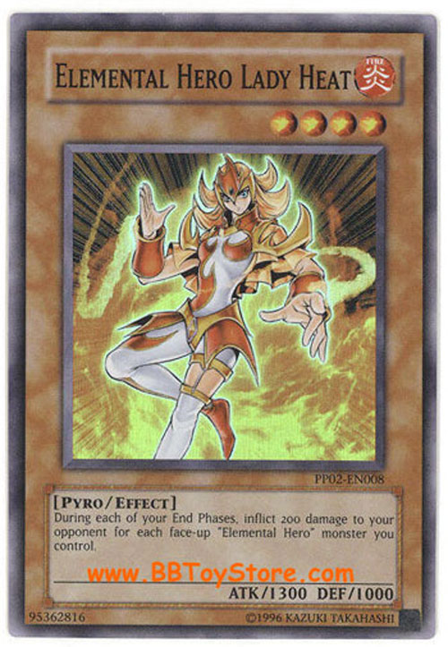 Yu-Gi-Oh Card - PP02-EN008 - ELEMENTAL HERO LADY HEAT (secret rare holo ...